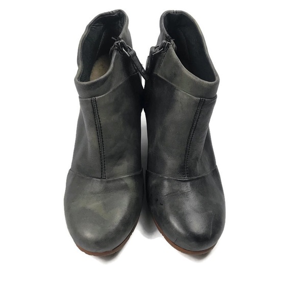 UGG | Shoes | Ugg Womens Grey Leather Wedge Booties | Poshmark
